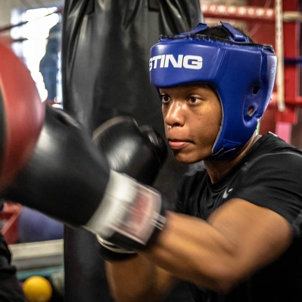 Sting Competition Approved Leather Head Guard 2.0 Blue – MMA Fight Store